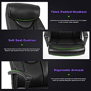 Big and Tall Office Chair 500lbs Wide Seat Ergonomic Desk Chair with Lumbar Support Arms High Back PU Leather Executive Task Computer Chair