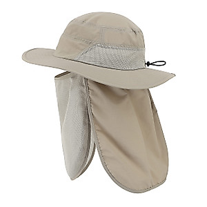 Home Prefer UPF50+ Mens Sun Hat with Neck Flap Wide Brim UV Sun Protection Fishing Hat with Neck Flap Womens Gardening Beach Sand