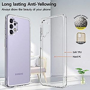 Rayboen for Samsung Galaxy A32 5G Case Diamond Clear Designed [Anti-Yellowing] Shockproof Phone Case, Hard Back & Soft TPU Bumper Hybrid Transparent Cover for Galaxy A32 5G Phone Case 6.5 inch