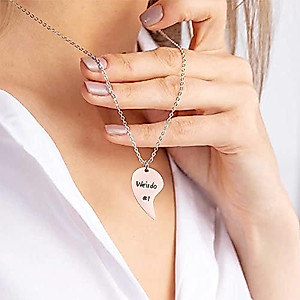HOFOYA Split Heart Necklace Weirdo 1 Weirdo 2 Best Friends Forever Necklaces BFF Necklace for 2 Friendship Birthday Graduation Valentines Gifts for Sisters Best Friends.