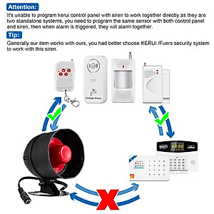 KERUI Standalone Home Office Shop Security Alarm System Kit,Wireless Loud Indoor/Outdoor Weatherproof Siren Horn with Remote Control and Door Contact Sensor,Motion Sensor,Up to 115db,NO WiFi/GSM/APP