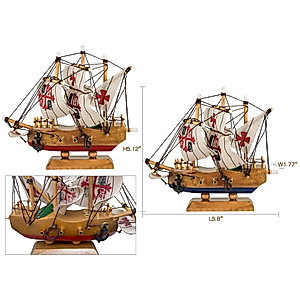 SAILINGSTORY Wooden Pirate Ship Model Sailboat Decor Boat Model Set of 2 Pack