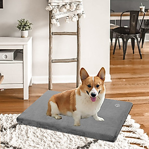 EMPSIGN Stylish Dog Bed Mat Dog Crate Pad Mattress Reversible (Cool & Warm), Water Proof Linings, Removable Machine Washable Cover, Firm Support Pet Crate Bed for Small to XX-Large Dogs, Grey