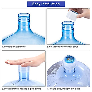 6 Pack Gallon Water Bottle Caps, Non-Spill Replacement Caps, Ideal for 55mm 2, 3 and 5 Gallon Water Jug