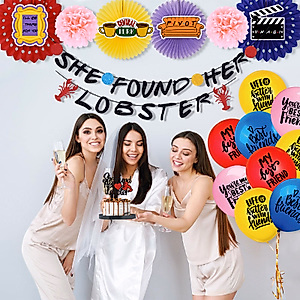 Friends TV Show Bridal Shower Decoration Kit, Hombae She Found Her Lobster Banner for Bachelorette Wedding Engagement Decorations Including Paper Fans Pom Poms Cutouts, Cake Cupcake Toppers, Balloons