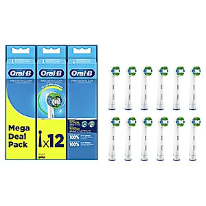 Oral-B Precision Clean Replacement Toothbrush Head with CleanMaximiser Technology, Pack of 12 Counts