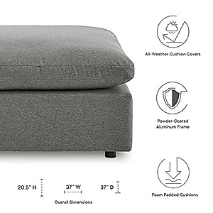 Modway EEI-4903-CHA Commix Overstuffed Outdoor Patio Ottoman, Charcoal