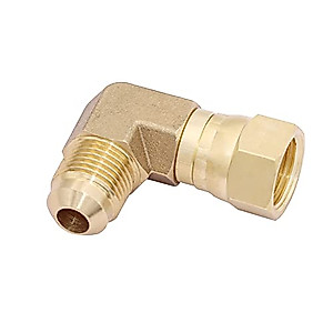 90 Degree Elbow Connector Coupling Adapter for Fire Pit,BBQ Grills and Olympian Wave Heater Brass Tube Fitting, Replacement for Camco 57633 (3/8" female swivel flare x 3/8" male flare)