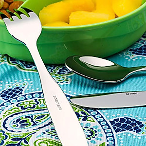 SunZio 18/10 Stainless Steel Kids Silverware Set | 12 Piece Child and Toddler Safe Flatware | Children Utensils Metal Cutlery Set with 4 Small Knives, 4 Forks, 4 Spoons