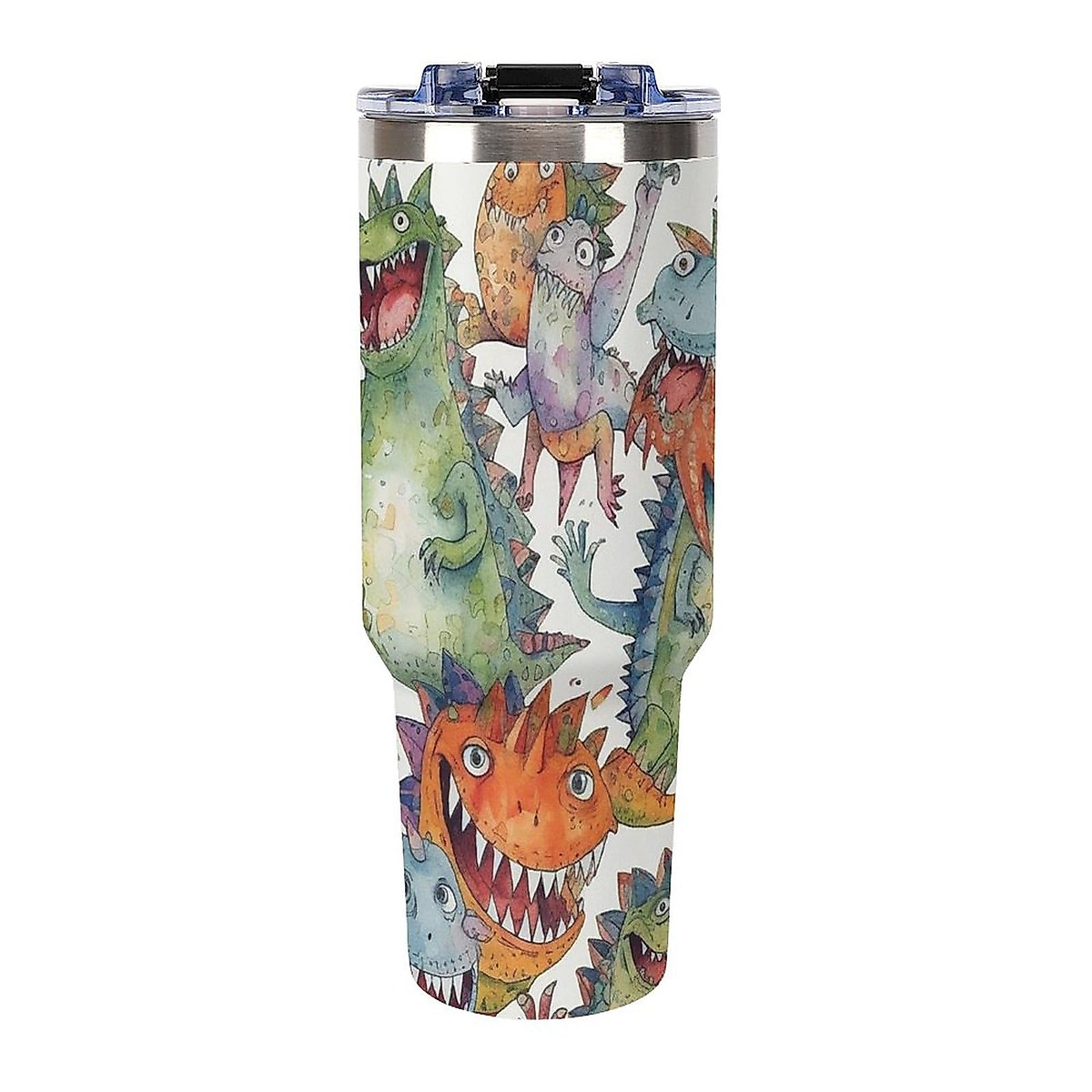 YTLKGFP 40 Oz Large Capacity Car Cup Chaotic Colorful Monsters Tumbler with Handle (Black) Straw Lid Insulated Stainless Steel Water Bottle Travel Mug Leak-proof Car Cup Keeps Cold Or Hot