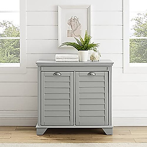 Crosley Furniture CF7003-GY Lydia Two-Compartment Tilt-Out Linen Hamper, Gray