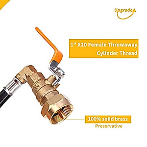 New Updated Propane Refill Adapter Hose 36’’ Propane Extension Hose Propane Refill Hose with ON-Off Control Valve for 1 LB Propane Gas Tank 350PSI High Pressure Camping Grill (QCC Type1 Inlet)