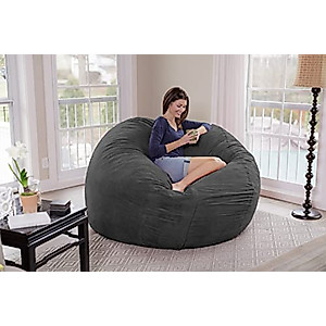 Chill Sack Bean Bags Large Bean Bag, 7-Feet, Charcoal Micro Suede