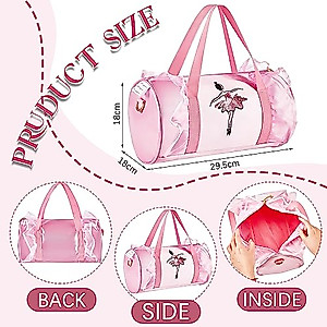 2 PCS Cute Ballet Dance Bag Princess Backpack Shoulder Bag and Tutu Dress Bag for Girls (Pink)
