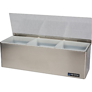 San Jamar EZ-Chill Garnish Serving Station Container for Restaurants, 3 Quart Capacity, Stainless Steel