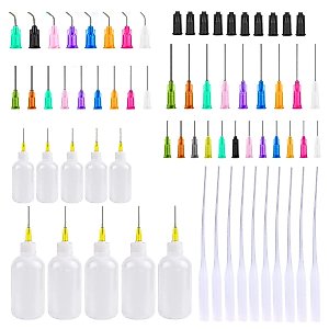 69Pcs 30ml 50ml Precision Tip Applicator Bottles Kit, Dispensers Applicator Bottles for Liquid, Glue Oil, Acrylic Paint – 10 Squeeze Bottles, 10 Syringe Caps, 10 Glue Nozzles and 39 dispensing needle