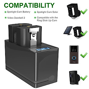 Rechargeable Battery with Charging Station Compatible Ring Video Doorbell 2/3/3Plus/4, Spotlight Cam Battery, 3.65V 6040mAh Replacement Lithium-Ion Battery(Not for Stick Up Cam)