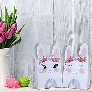 WEEPA 20 Pack Easter Paper Bags for Kids Easter Cute Bunny Paper Treat Bags Party Favor Gift Candy Bags for Birthday Baby Shower
