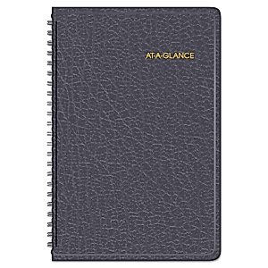 AT-A-GLANCE 70-075-05 Weekly Appointment Book Ruled for Hourly Appointments, 4 7/8 x 8, Black, 2018