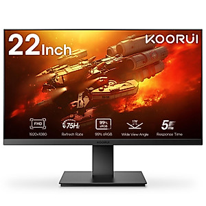 KOORUI 22 inch 1080P Full HD 75Hz PC Monitor with HDMI VGA Port, 99% sRGB Tilt Adjustment, VESA 22N1