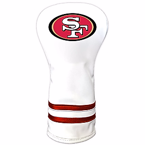 Team Golf NFL San Francisco 49Ers White Vintage Driver Head Cover White Vintage Driver Golf Club Headcover, Form Fitting Design, Retro Design