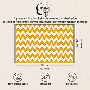 Wellstil Aria | Turkish Throw Blankets - 80 x 100 inches,0 Cotton Blankets Queen Size - Boho Throw Blanket for Couch, Sofa, Bed - Farmhouse Throw Blanket with Tassels (Black)