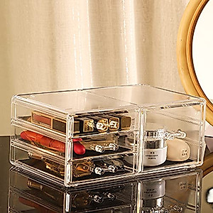 Makeup Organizers and Storage With Lid,Dustproof Waterproof Design Make up Organizer for Bathroom Countertop With 8 Drawers For Beauty Product,Skincare,Lotions,Perfume Cosmetic Storage Case