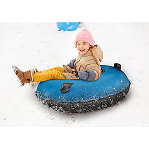 Slippery Racer Heavy Duty Commercial Grade Inflatable Snow Tube with Cover and Rope, PVC Bottom, 44"-(Blue)
