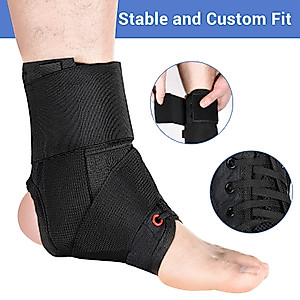 GINTRON Ankle Brace for Women Men 2022, Adjustable Lace Up Ankle Support for Sprained Ankle, Custom Fit Ankle Stabilizer for Basketball Running Volleyball Injury Recovery Ankle Splint Protector