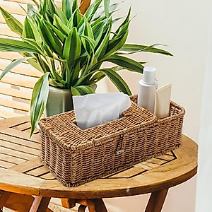 IEUDNS Paper Holder Dispenser Facial Tissuecase Dispenser Container Vintage Style Removable Tissue Holder Tissue Box for Bathroom, Light Brown