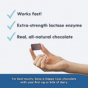 Happy Cow Chocolate, Fast-Acting Lactase Supplement, Dairy & Lactose Intolerance Relief, All-Natural, Made in The USA, 21ct