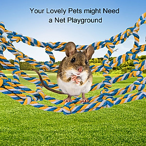 Yihihi Pet Climbing Rope Net, Bird Climbing Rope Ladder, Sturdy Rope Bridge, Ferret Cotton Rope Net, Rat Hanging Bed Hammock Swing Ladder, Eco-Friendly 100% Organic Cotton Small Animal Habitat Decor.