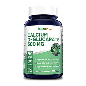 Calcium D-Glucarate 500 mg 150 Veggie Caps, Vegan, Non-GMO & Gluten-Free