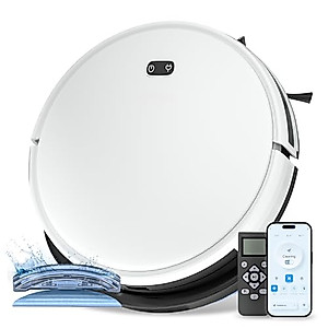 Magshion Robot Vacuum and Mop Combo, Wi-Fi/App, Automatic Self-Charging Robotic Vacuum Cleaner, 2800Pa Suction, Good for Hard Floors Carpets, White