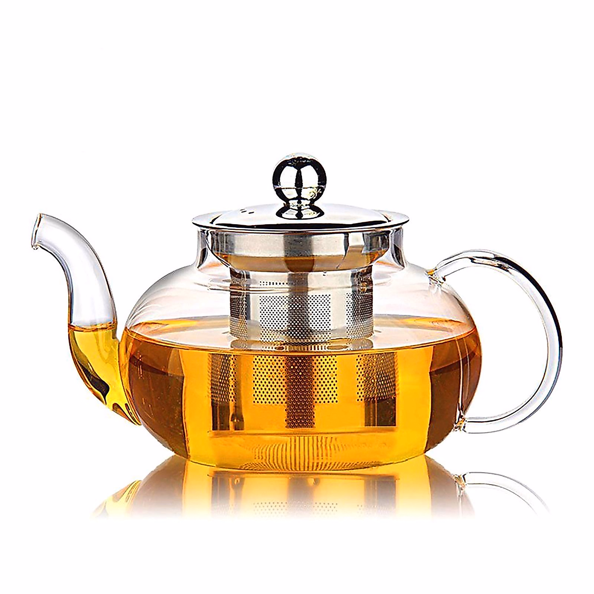 Hiware Glass Teapot with Stainless Steel Infuser & Lid, Borosilicate Glass Tea Pot Stovetop Safe, Blooming & Loose Leaf Teapots, 27 Oz