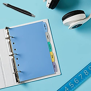 Avery Write & Erase Durable Plastic Mini Dividers for 3 Ring Binders and 7-Ring Binders, 5.5" x 8.5", 5-Tab Sets, Multicolor, 4 Binder Divider Sets (21982)