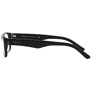 Prada Heritage PR 16MV 1BO1O1 Matte Black Plastic Rectangle Eyeglasses 55mm