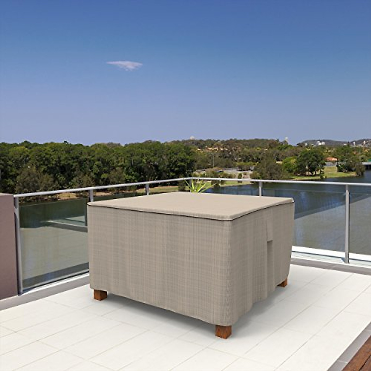 Budge P5A09PM1 English Garden Square Patio Table Cover Heavy Duty and Waterproof, Medium, Two-Tone Tan