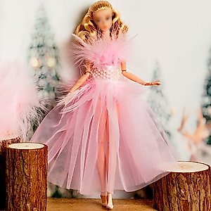 BAMOONBI Pink Doll Wedding Dress Ball Evening Gown - Latest Fashion Design Fashion Dolls Clothes and Accessories for 11.5 - 12 Inch Dolls （Doll Not Included）