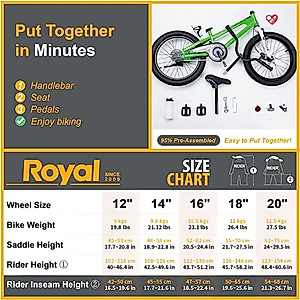 RoyalBaby Freestyle Kid’s Bike for Boys and Girls, 18 inch with Kickstand, Green (RB18B-6G)
