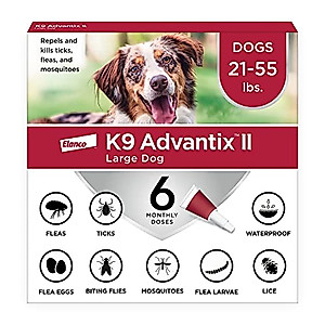 K9 Advantix II Large Dog Vet-Recommended Flea, Tick & Mosquito Treatment & Prevention | Dogs 21 - 55 lbs. | 6-Mo Supply