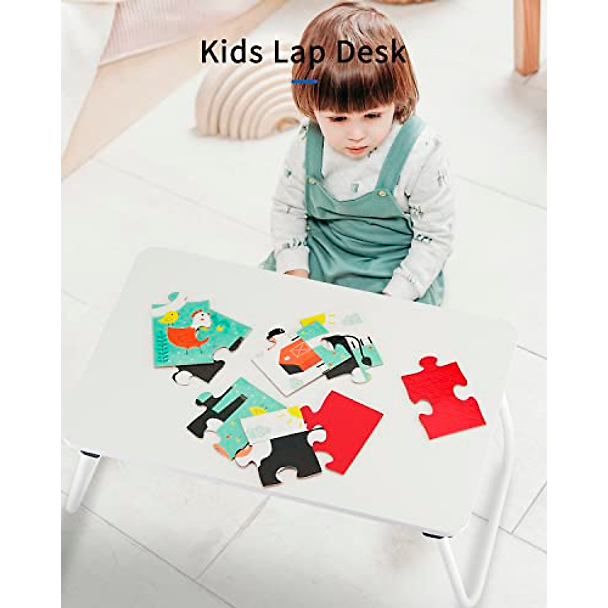 Folding Lap Desk, Ruxury Laptop Stand Bed, Breakfast Serving Tray, Portable & Lightweight Mini Table, Lap Tablet Desk for Sofa Couch Floor - White