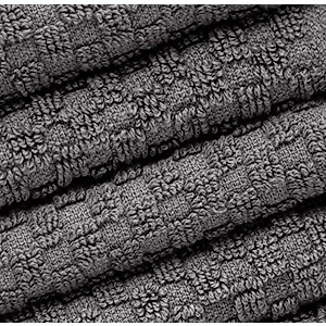 Pleasant Home Washcloths Set - (12” x 12”, 12 Pack) – 550 GSM- 100% Ring Spun Cotton Wash Cloth - Super Soft and Highly Absorbent Face Towels (Grey, Honeycomb Design)