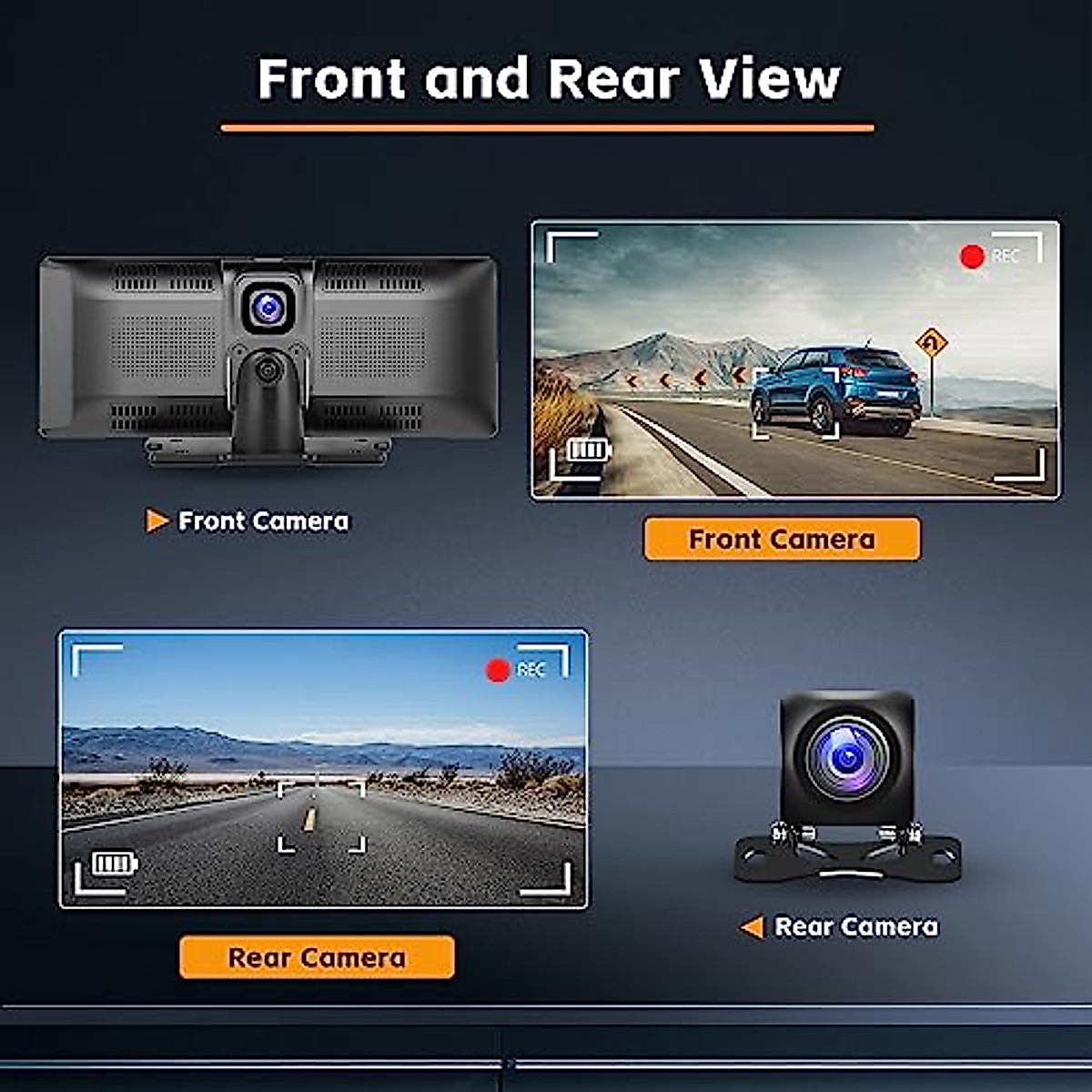 Hikity Portable Wireless Apple Carplay Car Stereo with Dash Cam - 9.3 Inch IPS Touchscreen, Wireless Android Auto, Loop Recording, Backup Camera, Bluetooth Car Audio Receivers