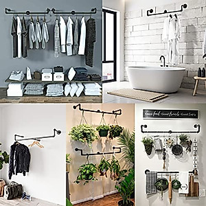 GWH Industrial Pipe Clothing Rack, Wall Mounted Clothes Rack, Industrial Clothing Rack, Pipe Clothing Rack, Closet Rods for Hanging Clothes, 100% Galvanized Steel (39 in, Black)