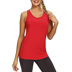 Mippo Womens Workout Tops Athletic Tank Tops Yoga Exercise Shirts Tennis Tops Sports Running Tank Top Racer Back Tanking Top for Women Red M