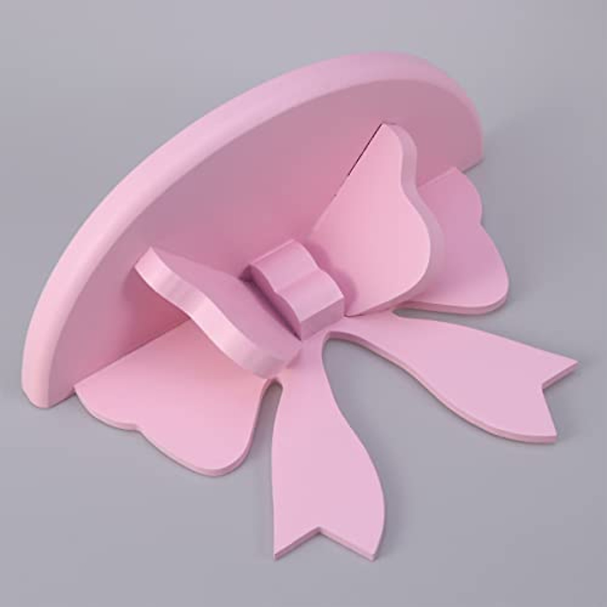 Zerodeko Floating Book Shelf Wood Wall Shelves Bow Shaped: Pink Wooden Floating Shelf Rustic Wall Display Shelf Flower Pot Holder for Room Home Wall Decor Hanging Wall Shelves