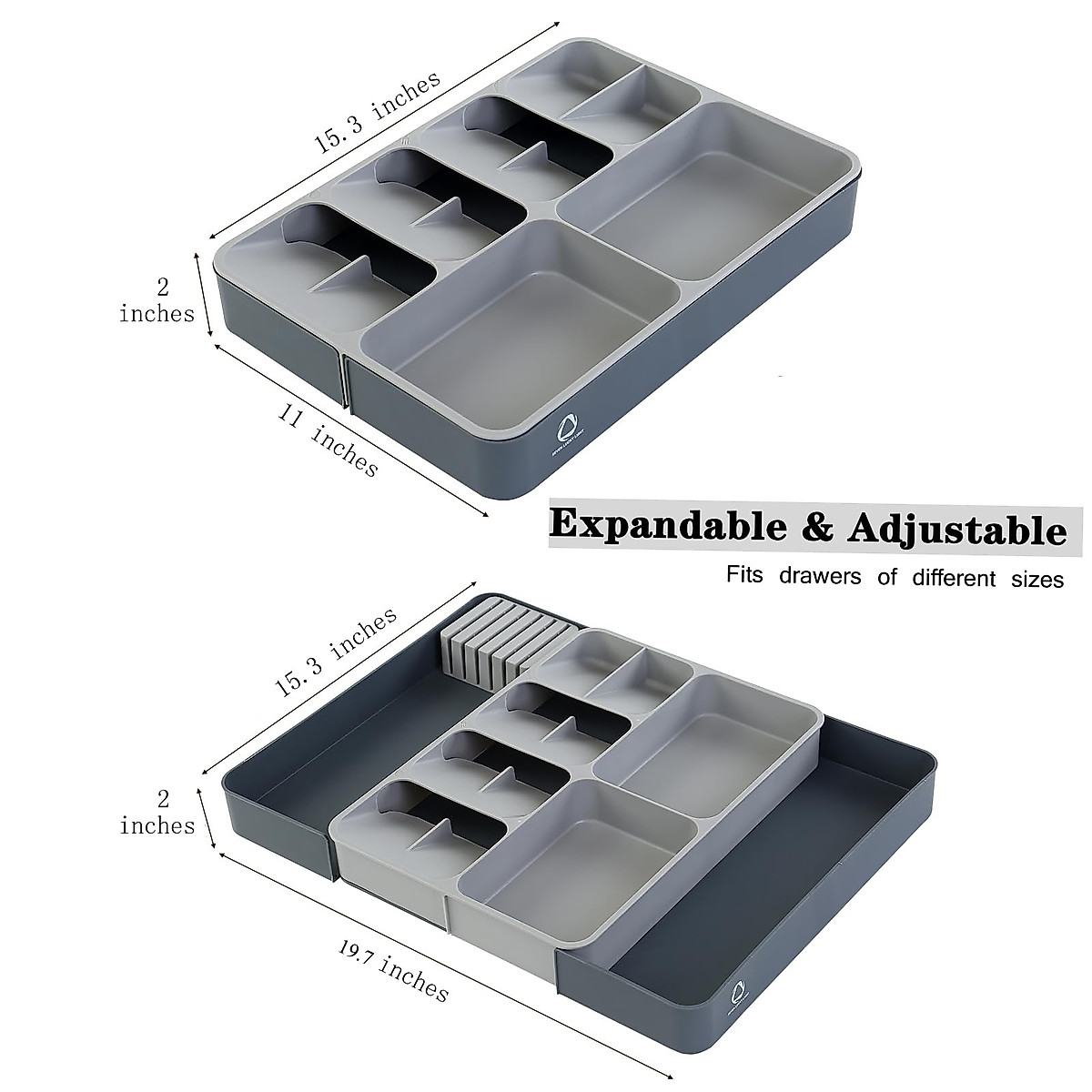 SEVEN LUCKY LIGHT Silverware Organizer Expandable Cutlery Drawer Organizer Food Grade PP5 Utensil Drawer Organizer BPA Free