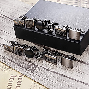 LOLIAS 6 Pairs Mens Cufflinks Set Classic Wedding Unique Cufflink for Tuxedo Shirts Formal Business Shirts