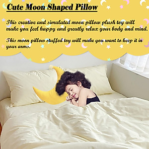 zhidiloveyou Moon Pillow Plush Yellow Moon Shaped Pillow Cute Stuffed Toy for Kids 15.7"×7.8"